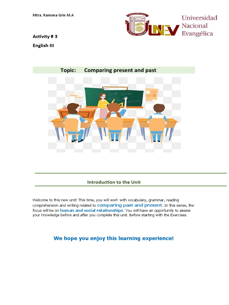 Comparing Past and Present Activities | PDF | Language Arts & Discipline