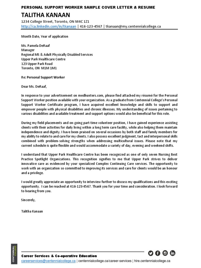 PSW Cover Letter and Resume Example | PDF | Patient | Health Care
