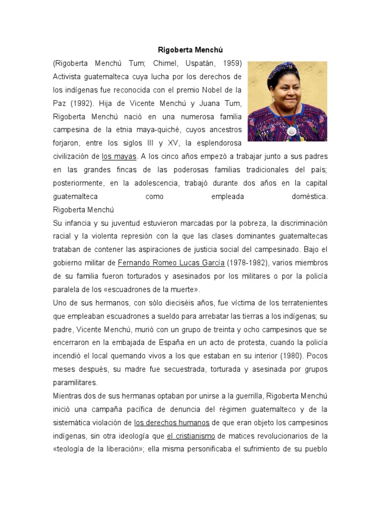 Rigoberta Menchú Bibliohgrafia | PDF | Gobierno | Política (general)