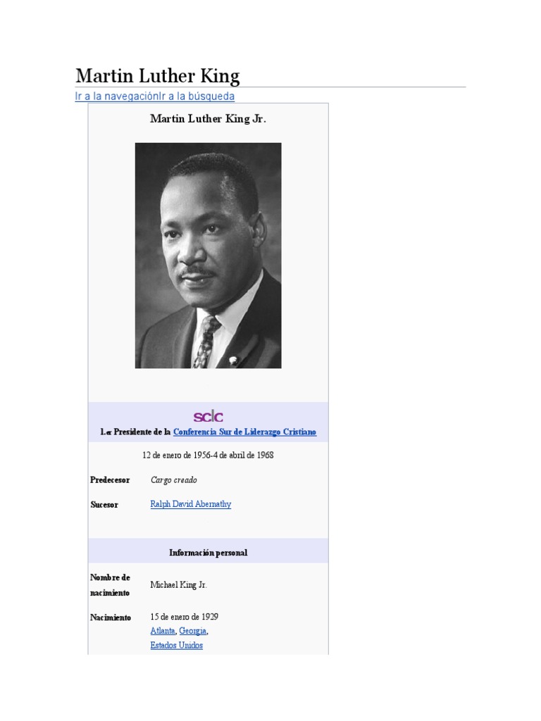 Un recuerdo de la vida y logros de Martin Luther King Jr., líder ...