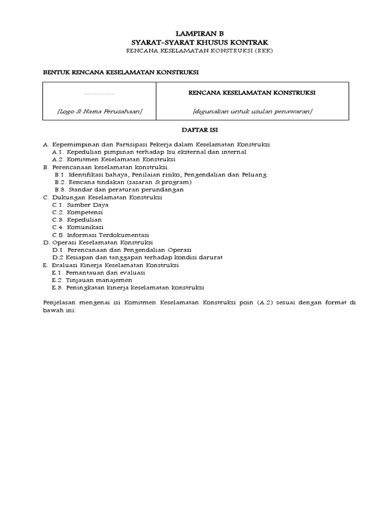 Rencana Keselamatan Konstruksi (RKK) | PDF