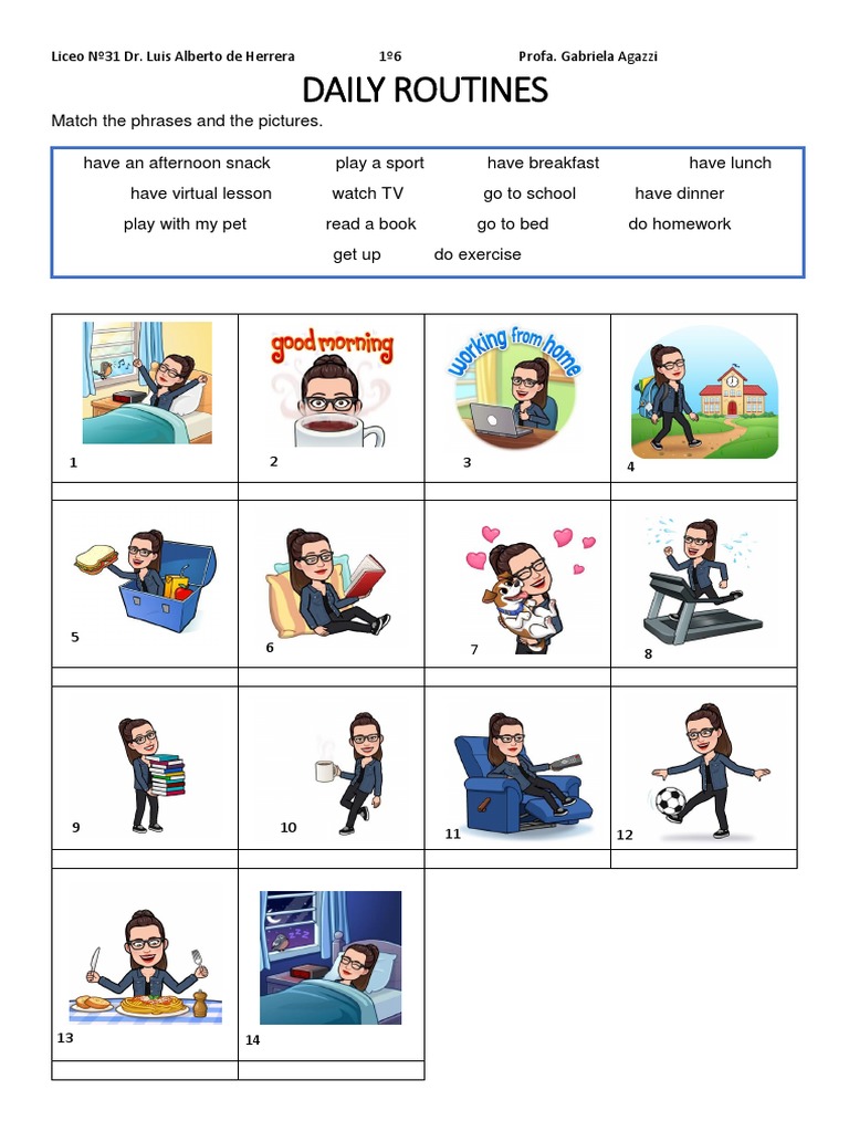 Daily Routines: Liceo Nº31 Dr. Luis Alberto de Herrera 1º6 Profa ...