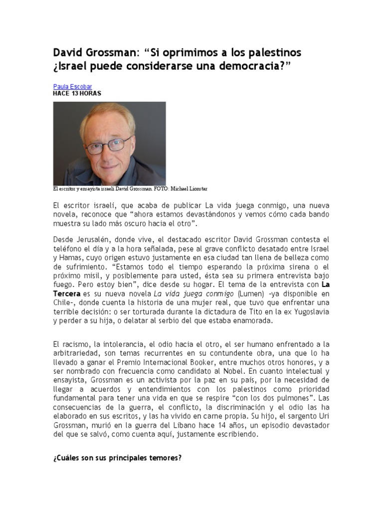 David Grossman | PDF | Israel | Política mundial