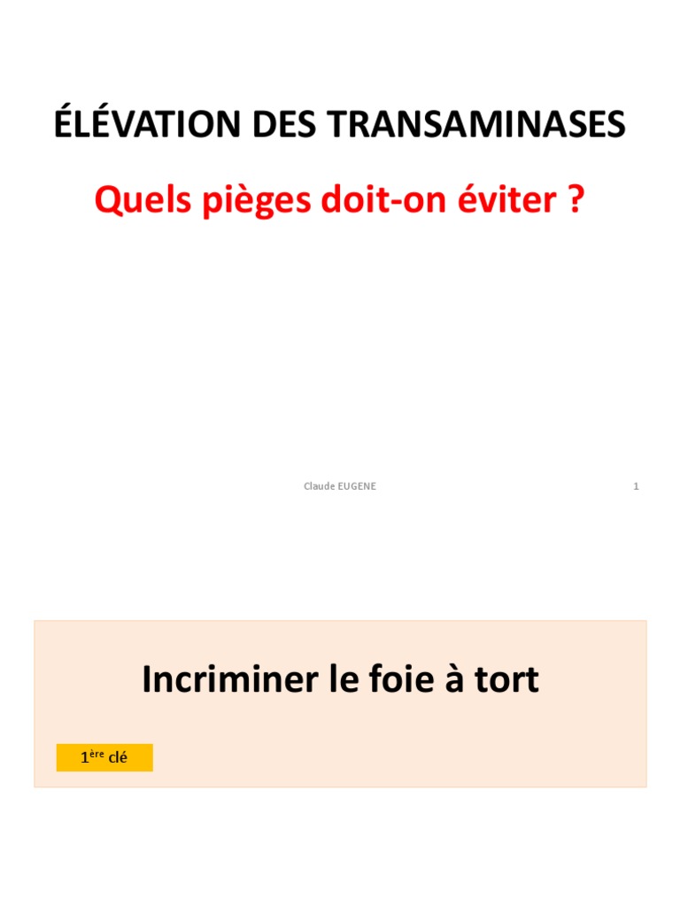 51 - C. Eugene Conduite À Tenir Devant Une Cytolyse | PDF | Hépatite ...