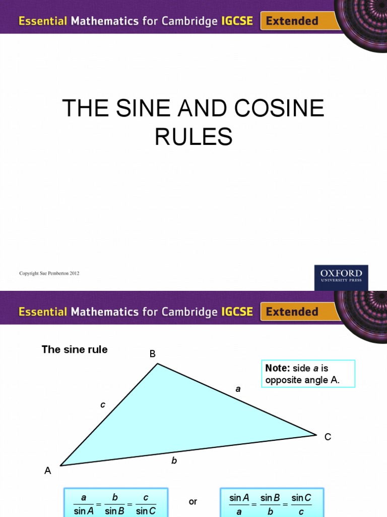78-Sine and Cosine Rule | PDF | Sine | Trigonometric Functions