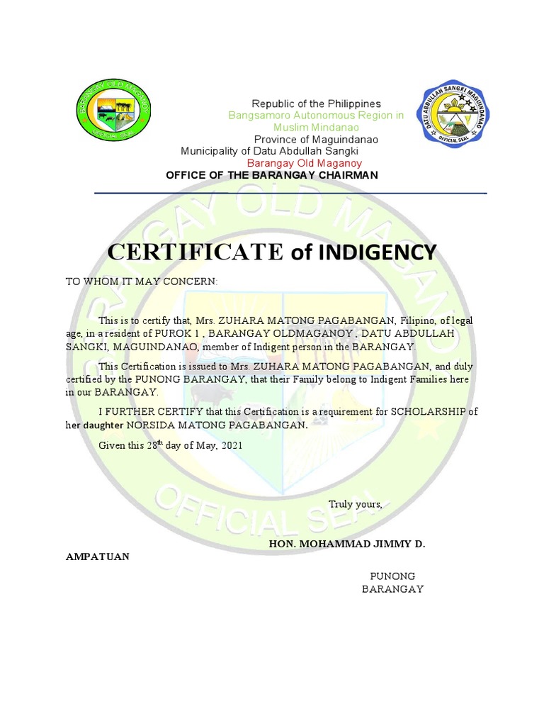 Brgy Certificate | PDF | Philippines | Honorifics