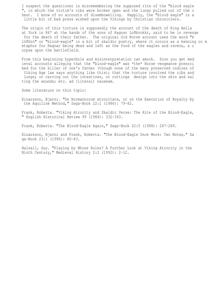 Debunking the Myth of the 'Blood Eagle' Torture: Analyzing the Origins ...