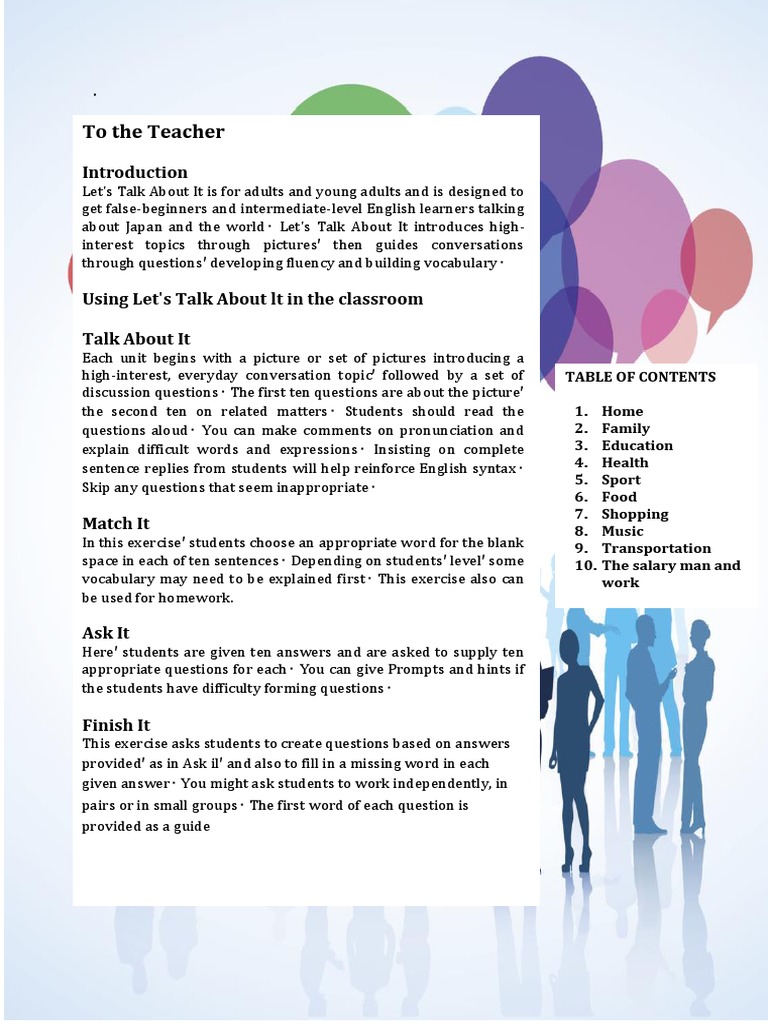 Let's Talk About It English textbook | PDF | Applied Linguistics | Pedagogy