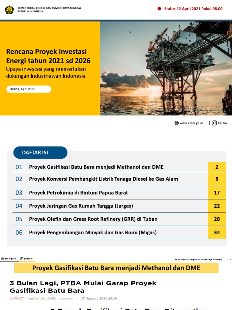 KEMEN ESDM - Rencana Proyek Investasi Energi Tahun 2021 SD 2026 (12 Apr ...