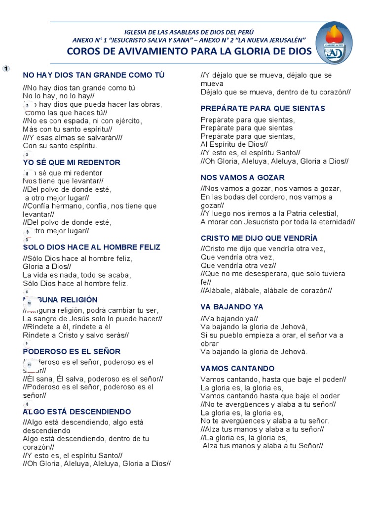 Coros De Avivamiento Cristianos Pdf Cristo Título Espíritu Santo