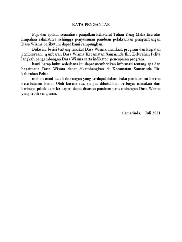 Kata Pengantar Dasa Wisma | PDF