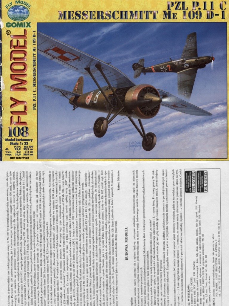 Model Kartonowy - Fly Model 108 - PZL P-11c & Me 109d-1 | PDF