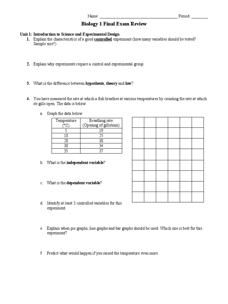 Biology 1 Final Exam Review 2020 | PDF | Mitosis | Enzyme