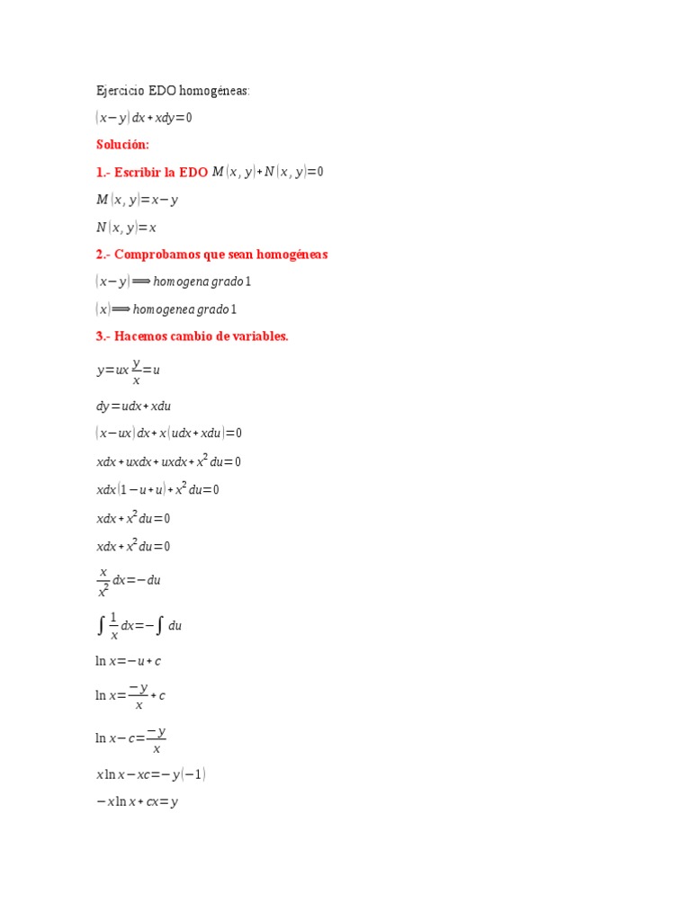 Ejercicio EDO Homogéneas | PDF