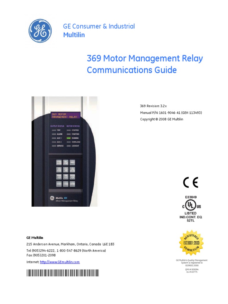 369 Motor Management Relay Communications Guide: Multilin | PDF | Input ...
