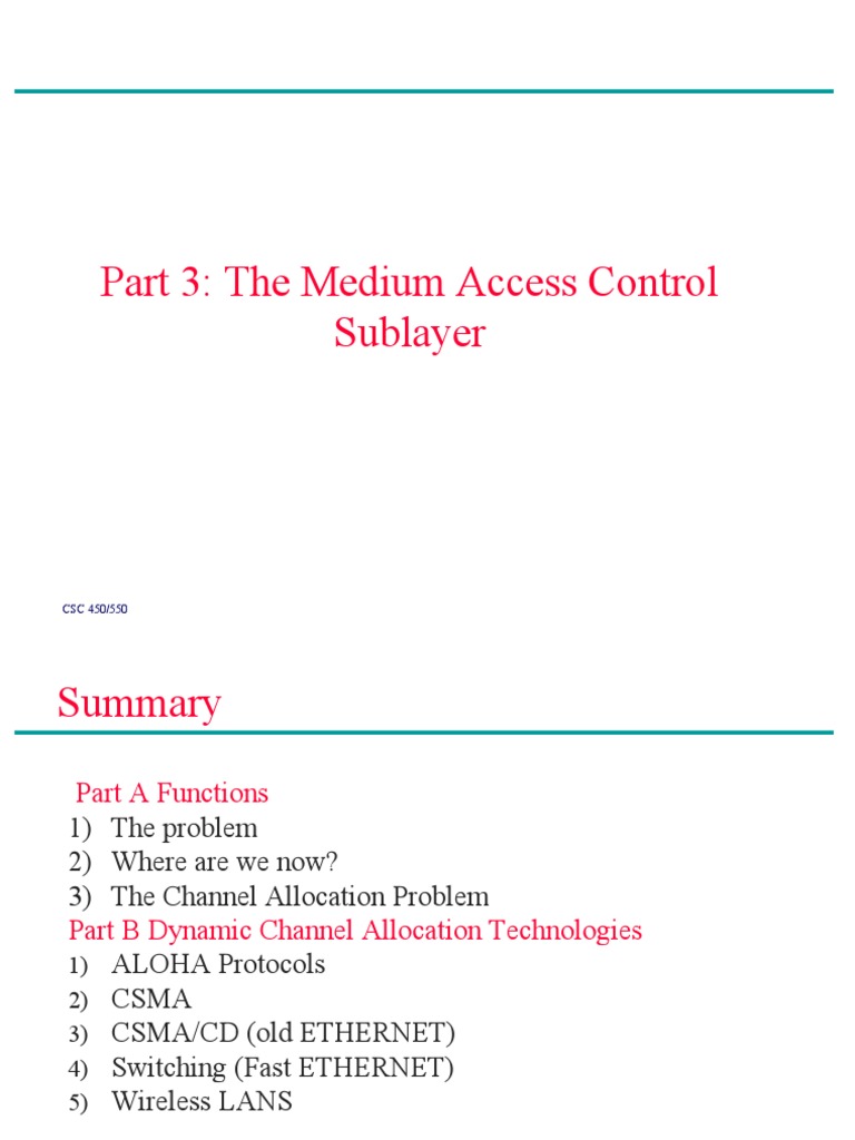 Part 3: The Medium Access Control Sublayer | PDF | Ethernet | Computer ...