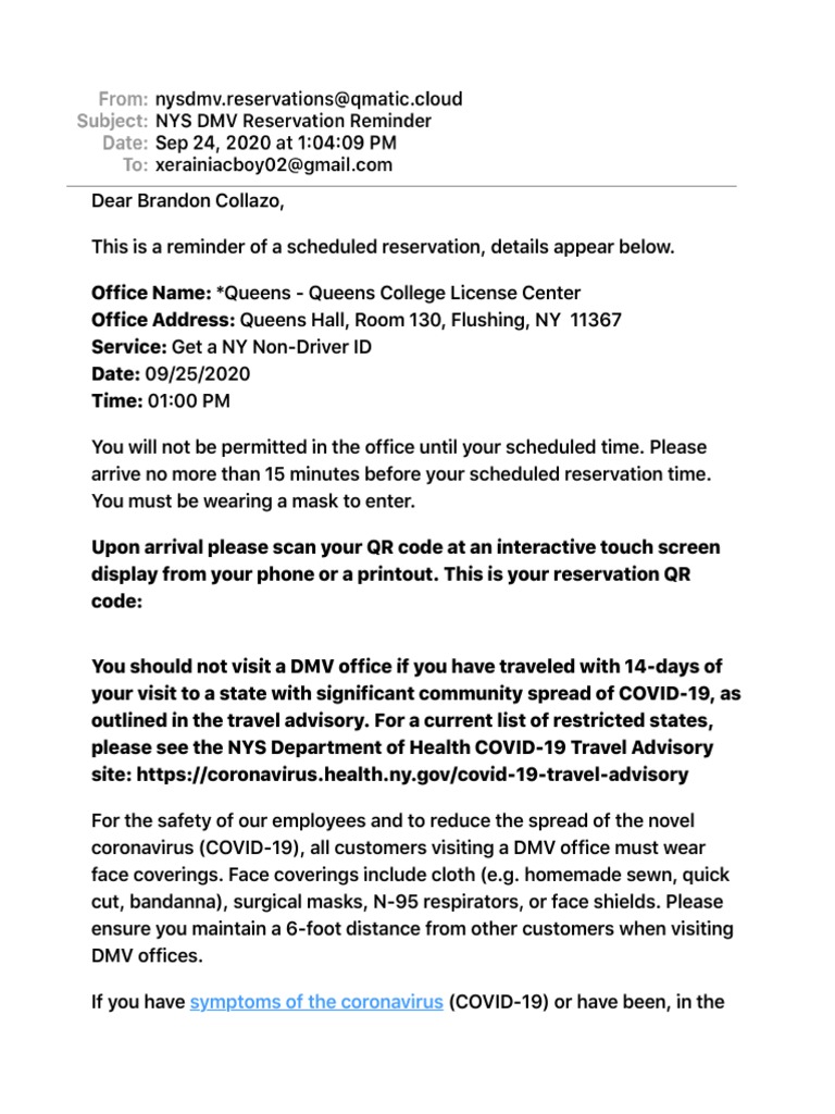 DMV Reservation Reminder | PDF