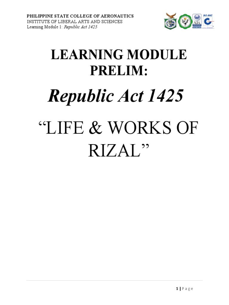Life and Work of Rizal Module 1 Prelim | PDF | Philippines | Government