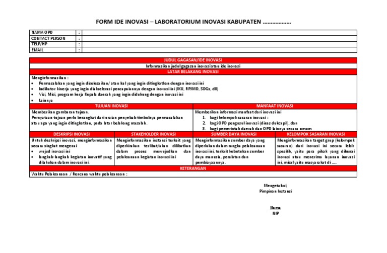 Form Ide Inovasi | PDF | Bisnis