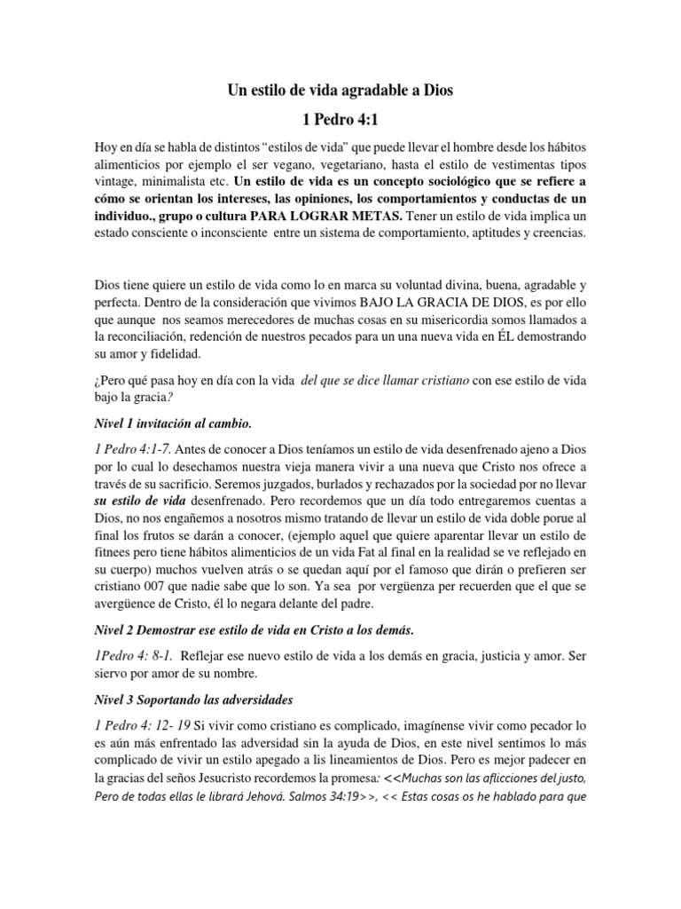 Un Estilo de Vida Agradable A Dios | PDF | Estilo de vida (sociología ...