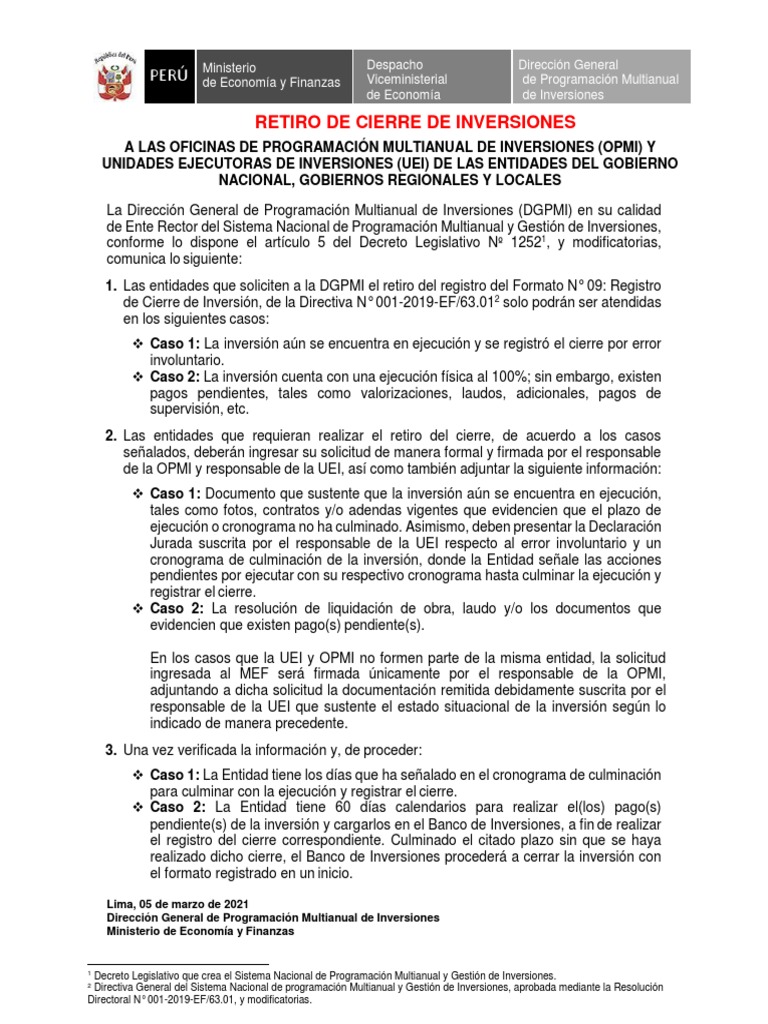 Protocolo Retiro de Registro de Cierre | PDF | Economias | Economía (general)
