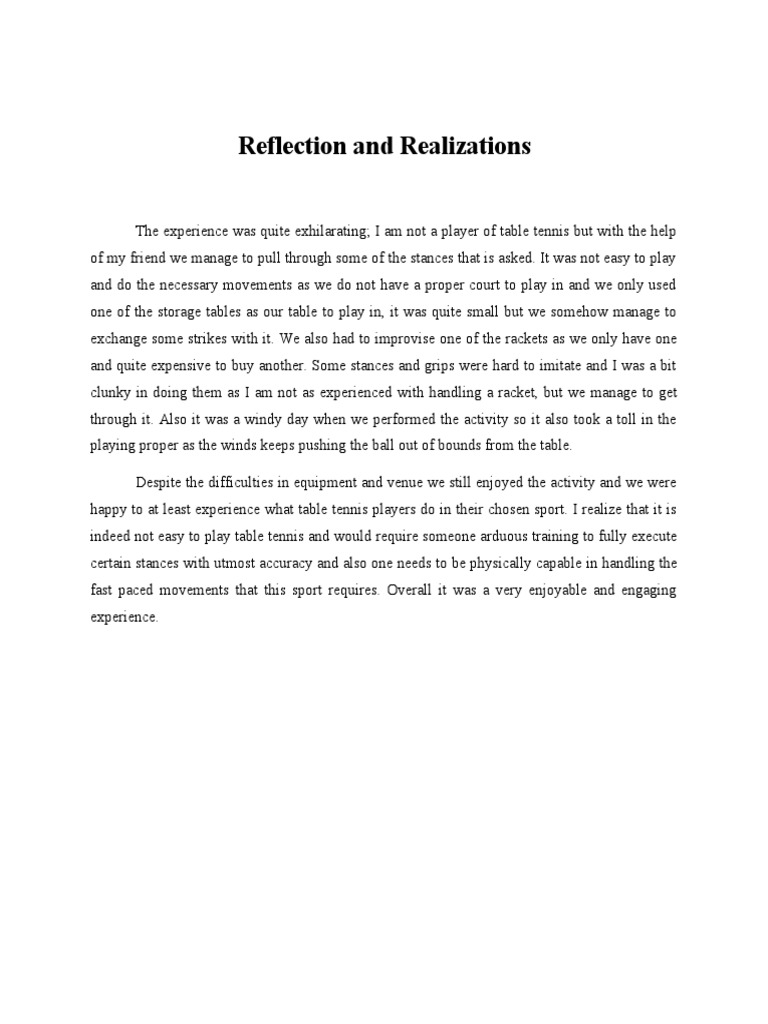 Table Tennis Experience and Insights | PDF