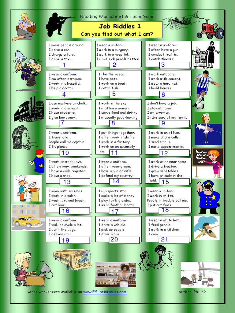 Job Riddles 1: Can You Find Out What I Am? | PDF