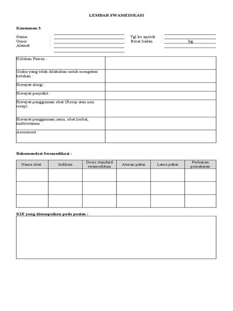 Lembar Swamedikasi | PDF