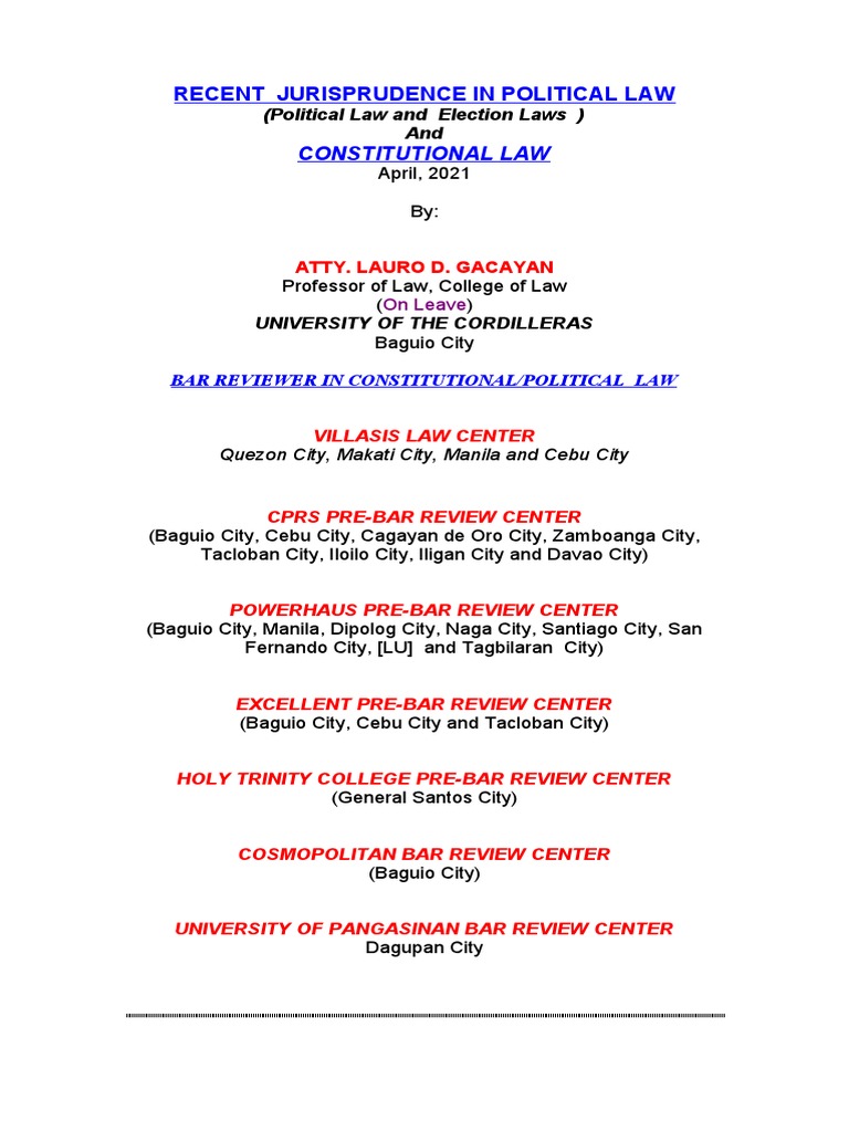 2021.digests of Cases in Political and Constitutional Law | PDF ...