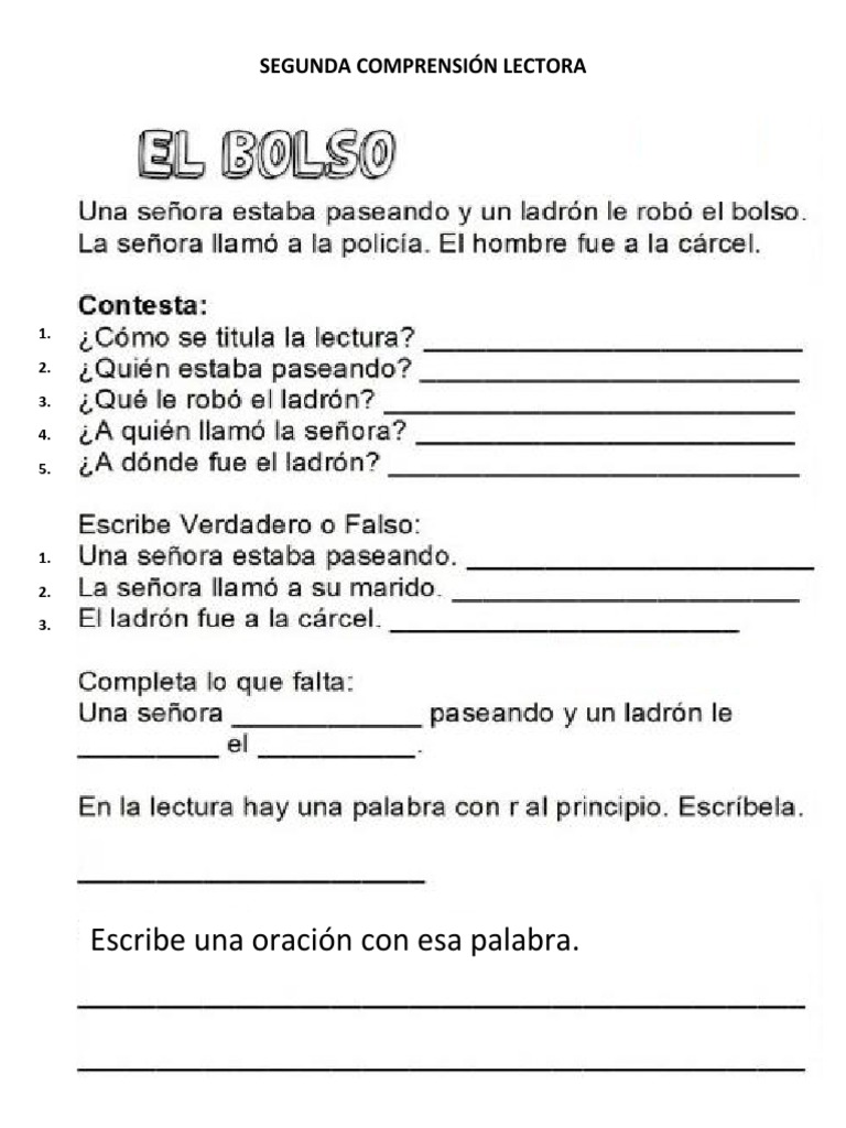 Segunda Comprensión Lectora | PDF