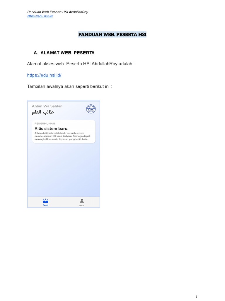 Panduan Web. Peserta HSI | PDF