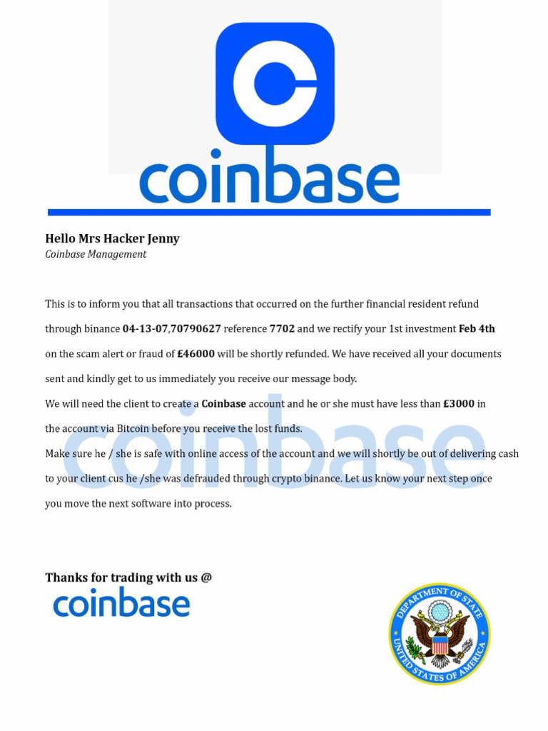 Coinbase BTC Refund Letter | PDF