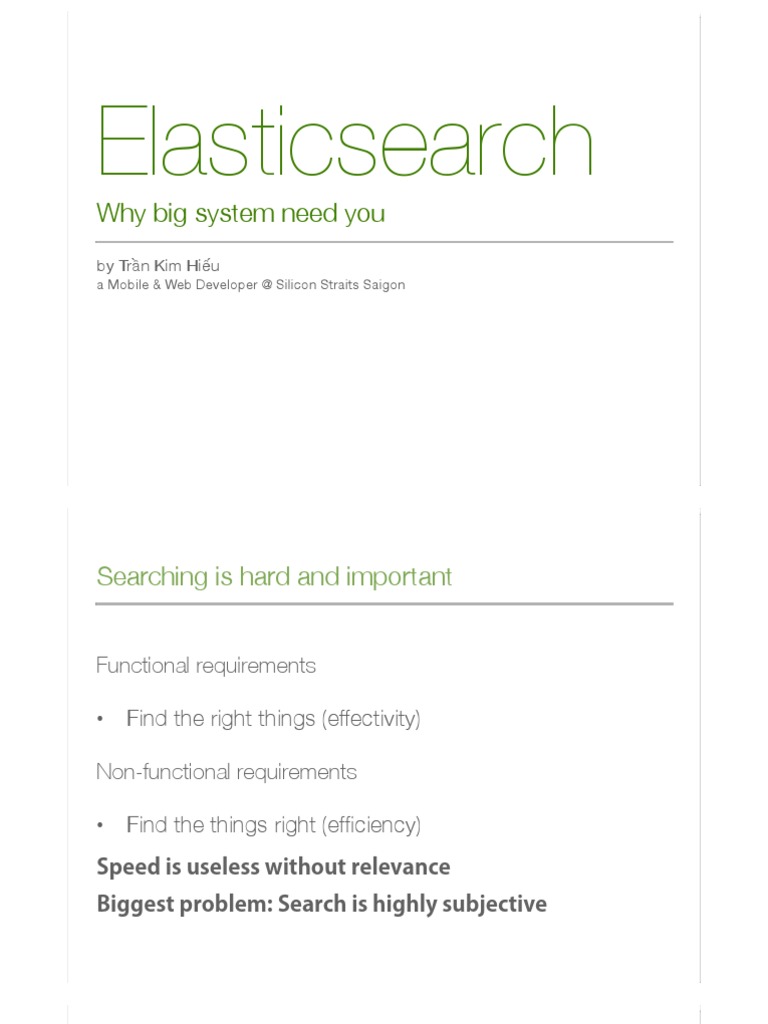 Elasticsearch Why Big System Need You | PDF | Json | Software Engineering