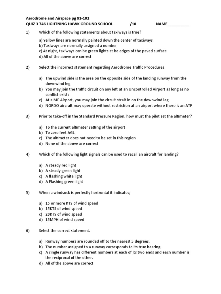 Week 3 Ground School Aerodrome and Airspace | PDF | Runway | Airport