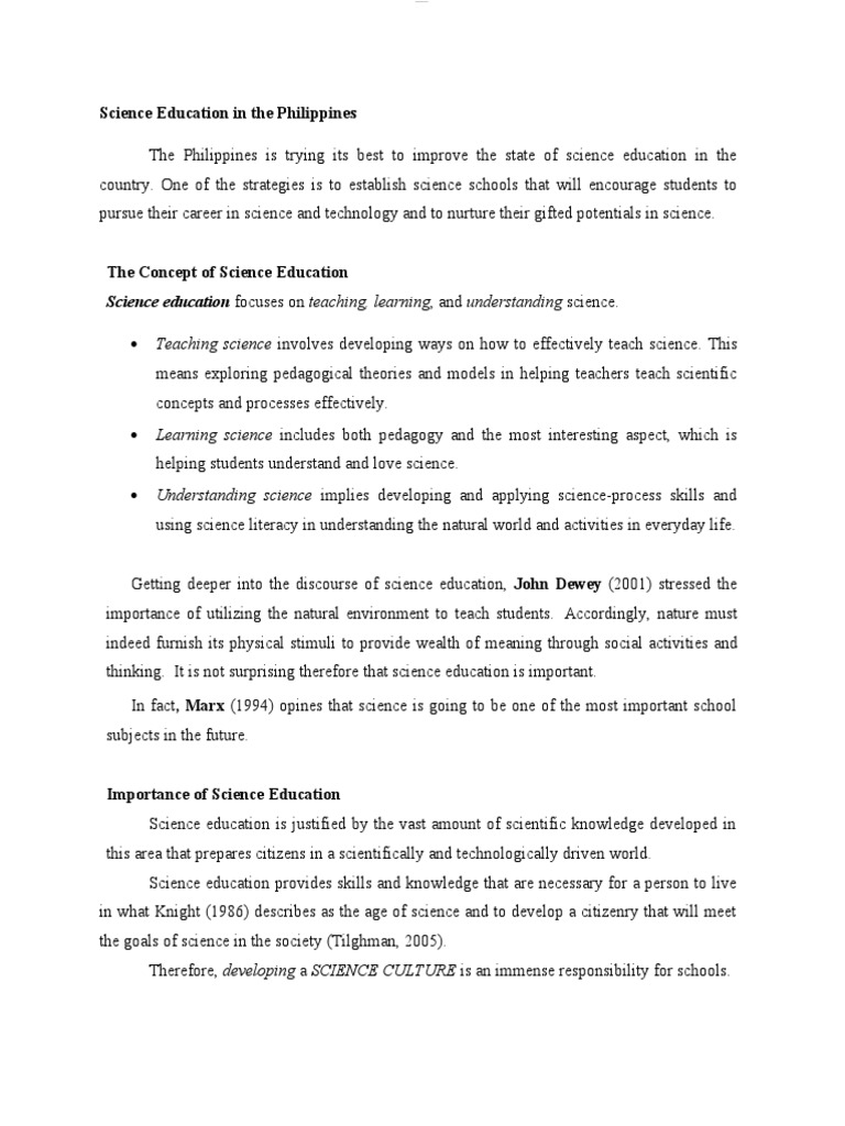 Enhancing Science Education in the Philippines | PDF | Science ...