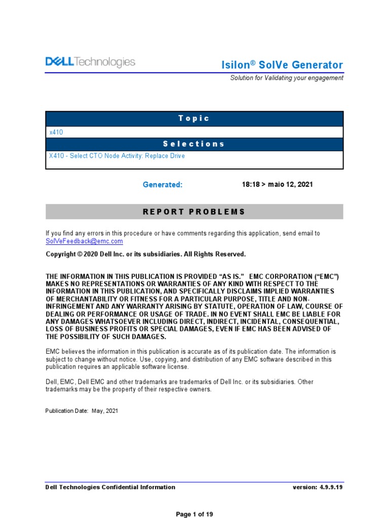 Isilon - x410-X410 - Select CTO Node Activity - Replace Drive-2 | PDF ...