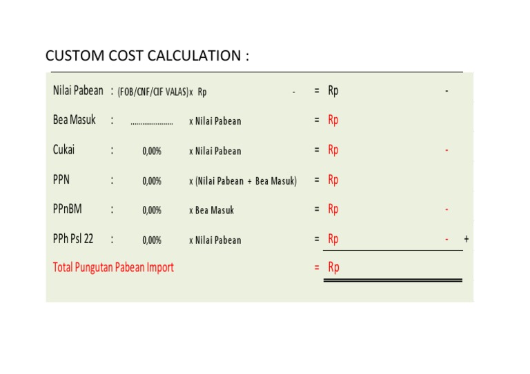 Custom Cost Calculation | PDF