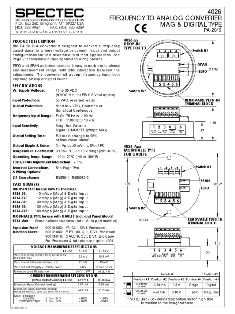 4026 Frequency To Analog Converter Mag & Digital Type: 4026-xx Drop-In ...