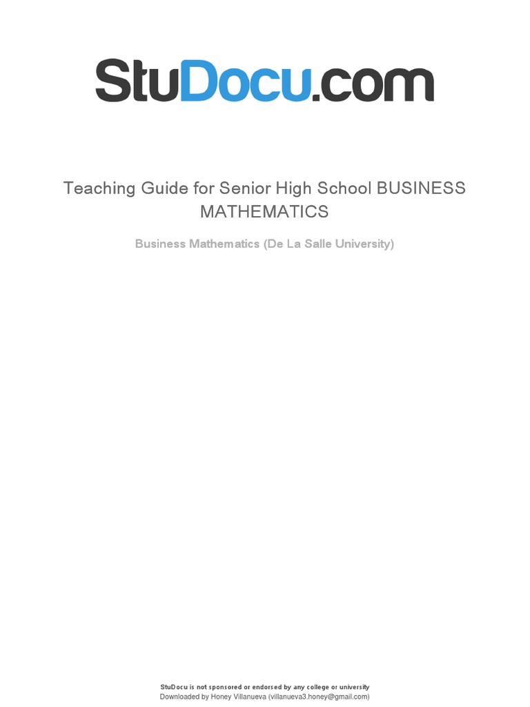 Teaching Guide SHS Business Mathematics | PDF | Science | Teaching ...