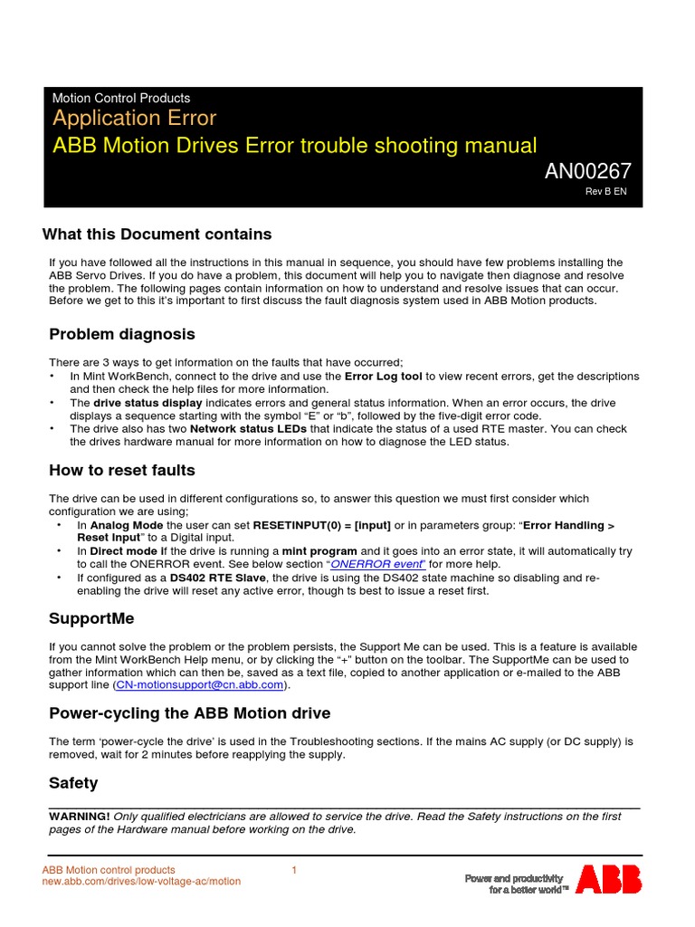 ABB Motion Drives Error Trouble Shooting Manual | PDF | Electric Motor ...