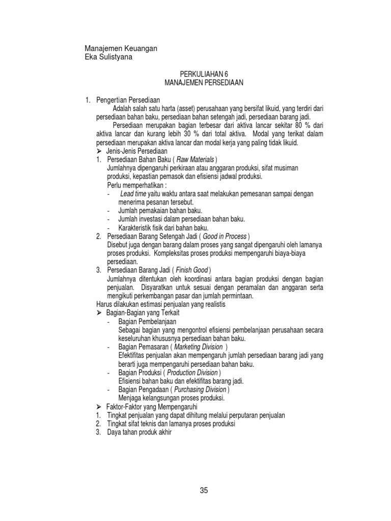 Manajemen Persediaan dan Biaya Optimal | PDF