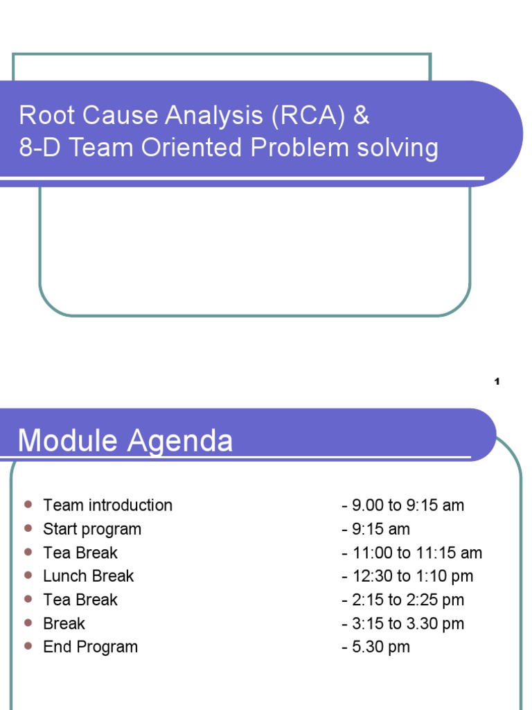 Root Cause Analysis (RCA) & 8-D Team Oriented Problem Solving | PDF ...
