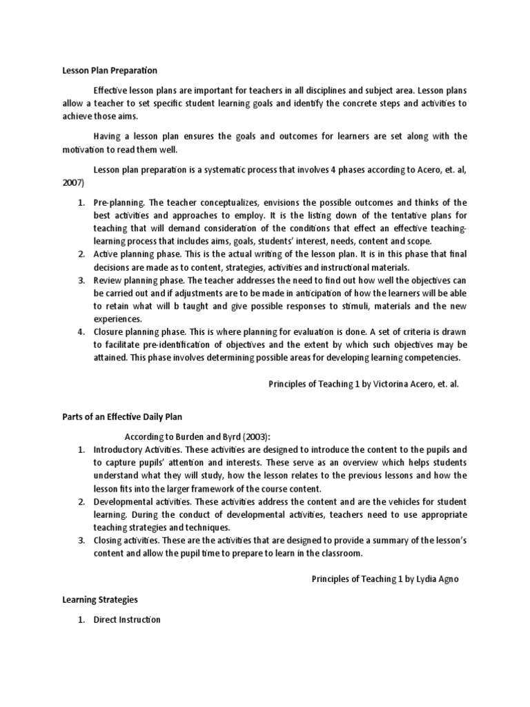 Lesson 11.lesson Plan Preparation | PDF | Lesson Plan | Teachers