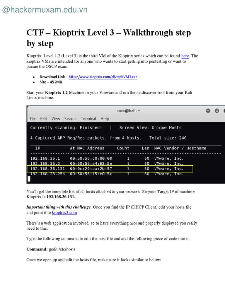CTF - Kioptrix Level 3 - Walkthrough Step by Step: @hackermuxam - Edu.vn | PDF | Table (Database ...