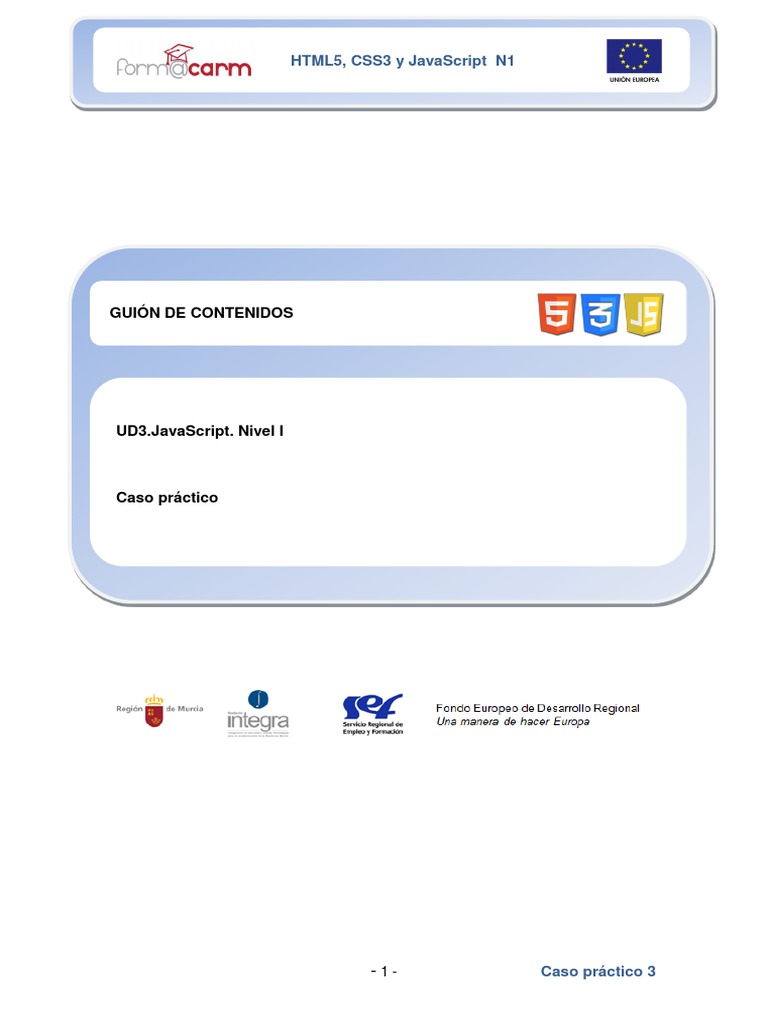 UD3-Caso Practico HTML5 CSS3 JavaScript Nivel1 | PDF | Script Java | Desarrollo web