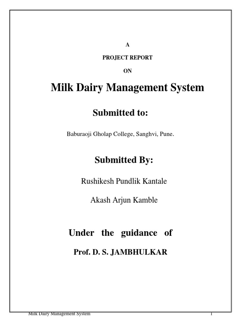 Milk Dairy Management System Report | PDF | Microsoft Access | Software