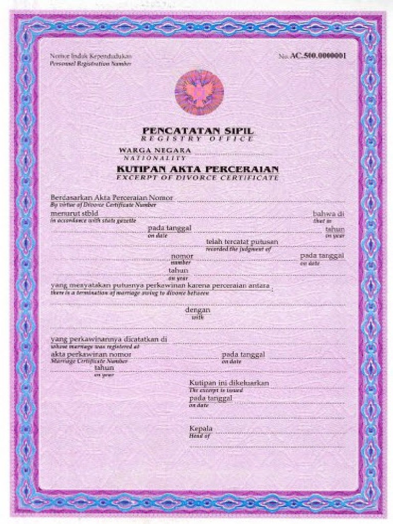 Contoh Surat Akta Cerai | PDF