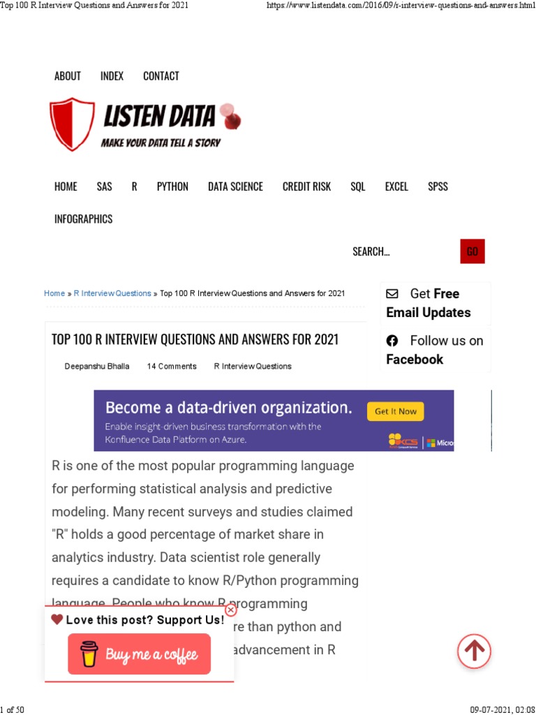 Top 100 R Interview Questions and Answers For 2021 | PDF | Categorical ...