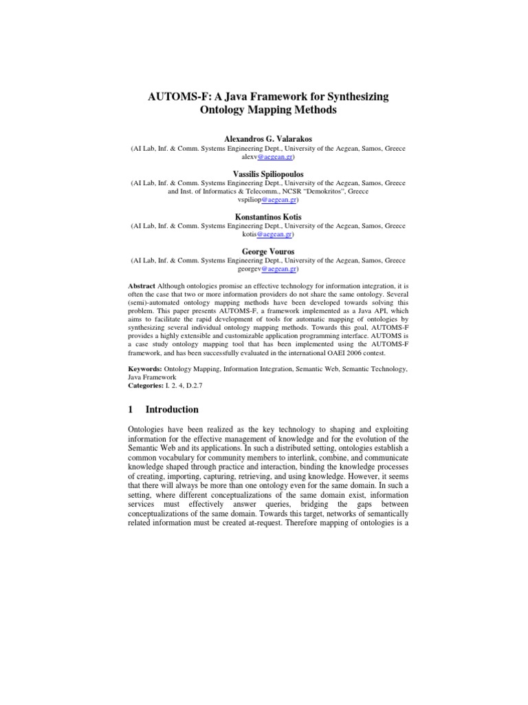 A Framework for Synthesizing Ontology Mapping Methods through Combining Individual Techniques ...