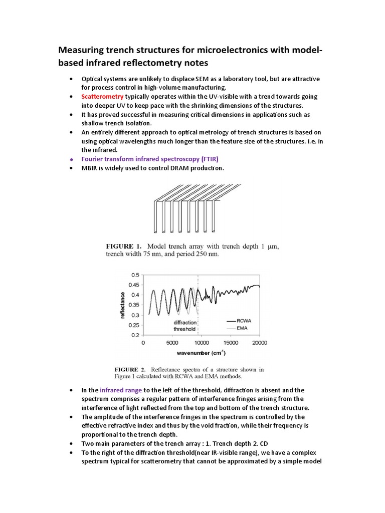 Measuring Trench Structures For Microelectronics With Model | PDF ...